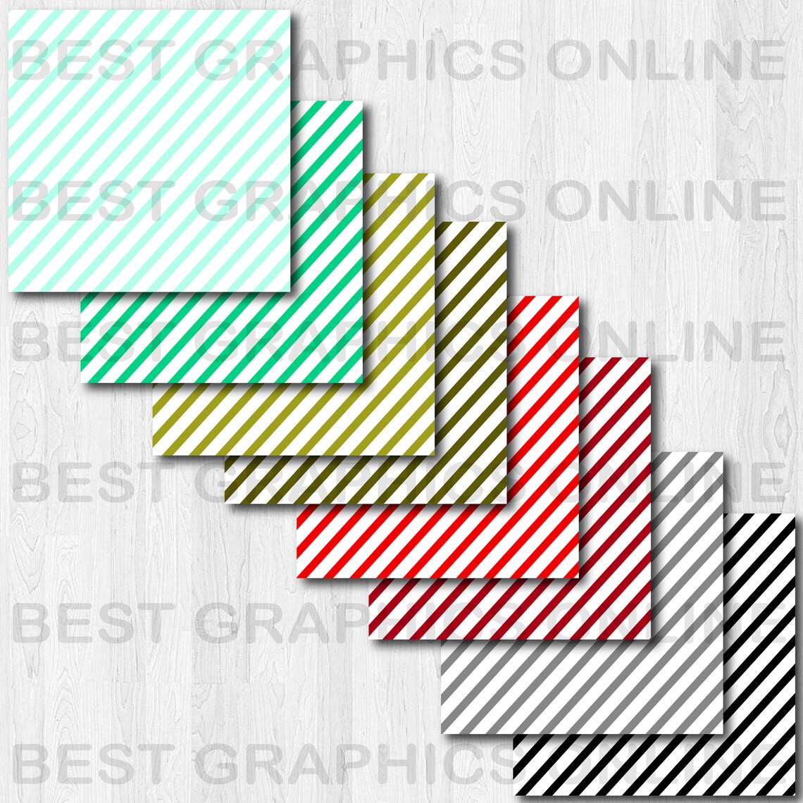 100 Diagonal Stripes Pattern Digital Paper, Diagonal Stripes Digital ...