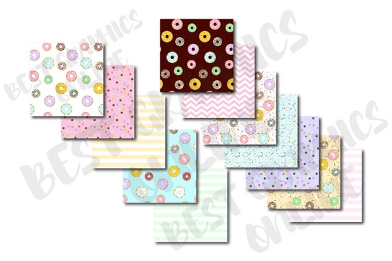 Donut Digital Printable Papers Donut Background Paper pack Donuts ...