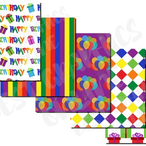 Birthday Party Celebration Digital Background Papers, Birthday Balloon ...