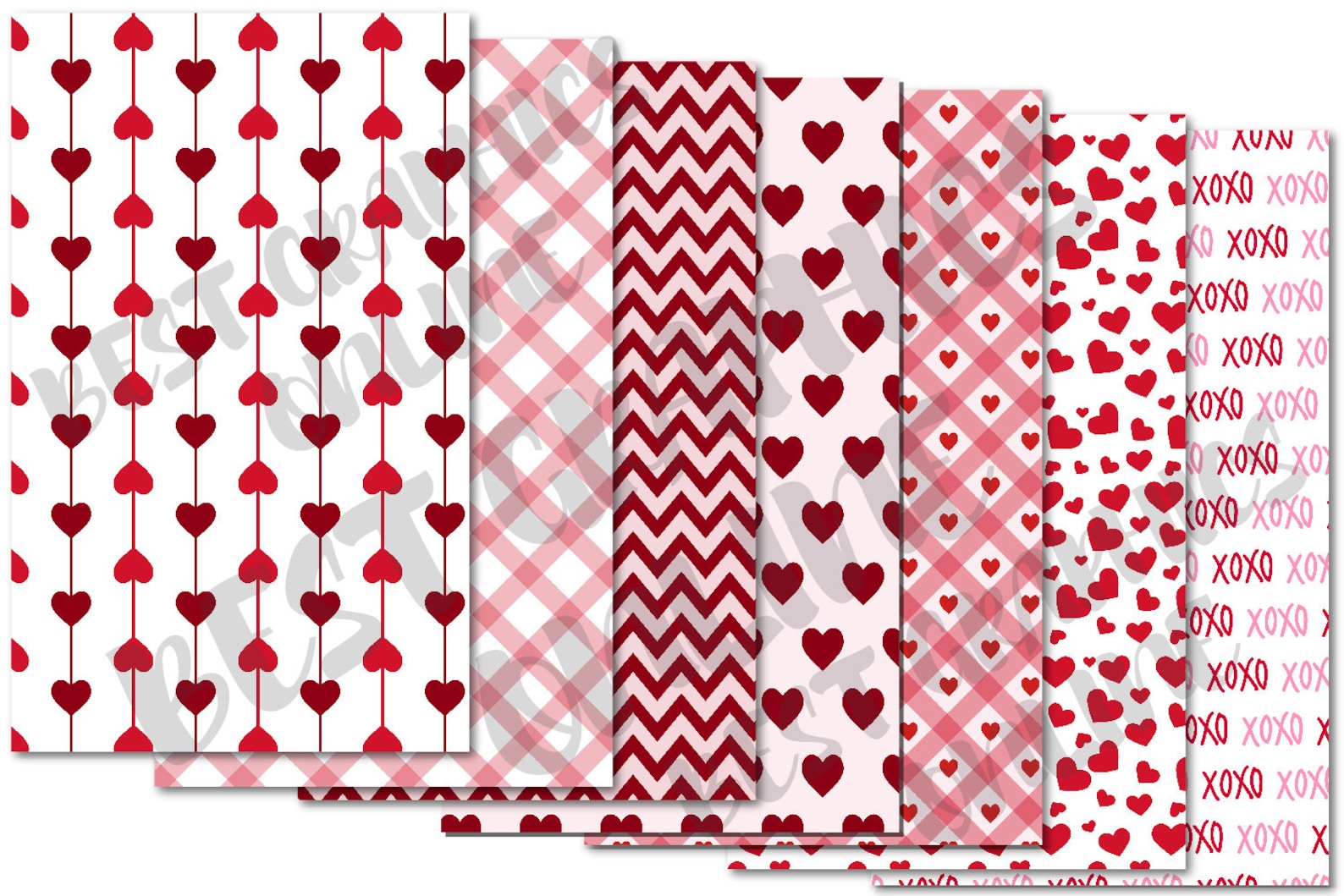 Valentine's Day Digital Papers Love Digital Paper Pack | Etsy