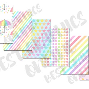 32 Rainbow Digital Paper, Rainbow Star Digital Paper, Rainbow ...