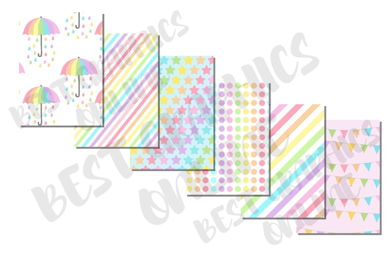 32 Rainbow Digital Paper Rainbow Star Digital Paper Rainbow | Etsy