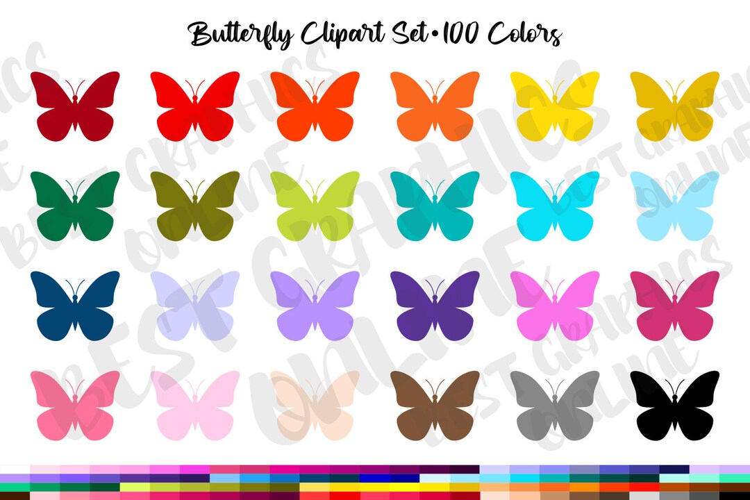 100 Butterflies PNG Clipart, Butterfly Clip Art Set Png, Butterfly Clip ...