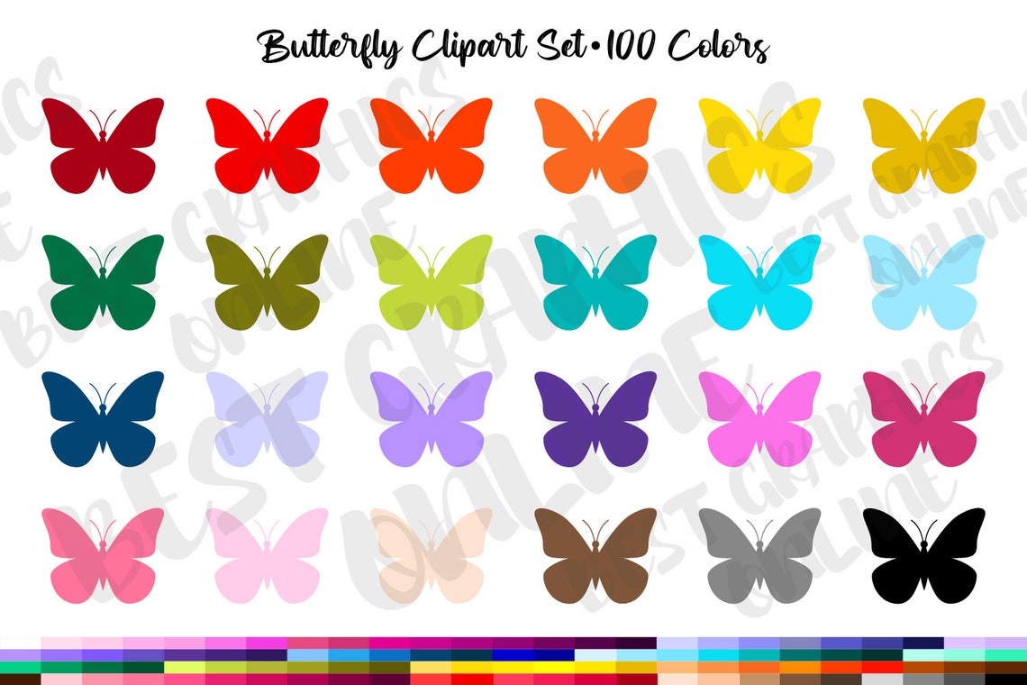 100 Butterflies PNG Clipart Butterfly Clip Art Set Png - Etsy
