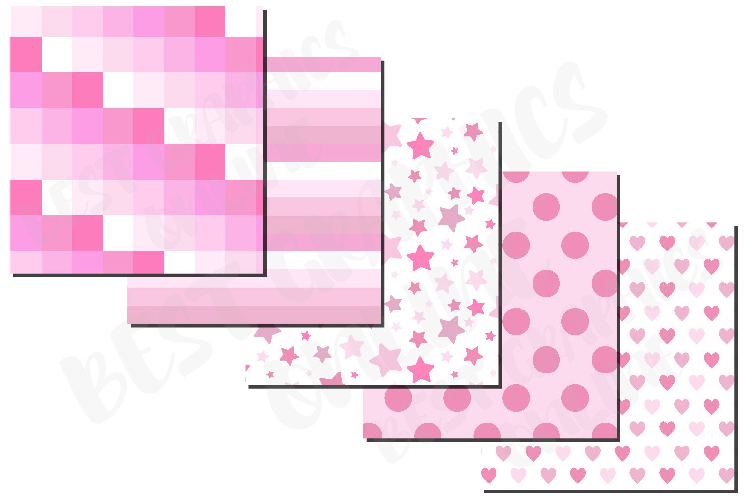 Light Pink Digital Paper Pack, Light Pink Colors Digital Papers, Pink ...