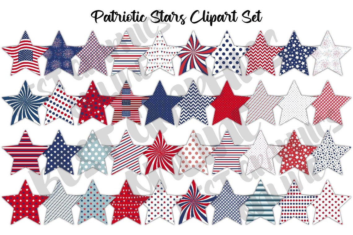 Stars and Stripes Clipart 4th of July Patriotic Stars USA - Etsy