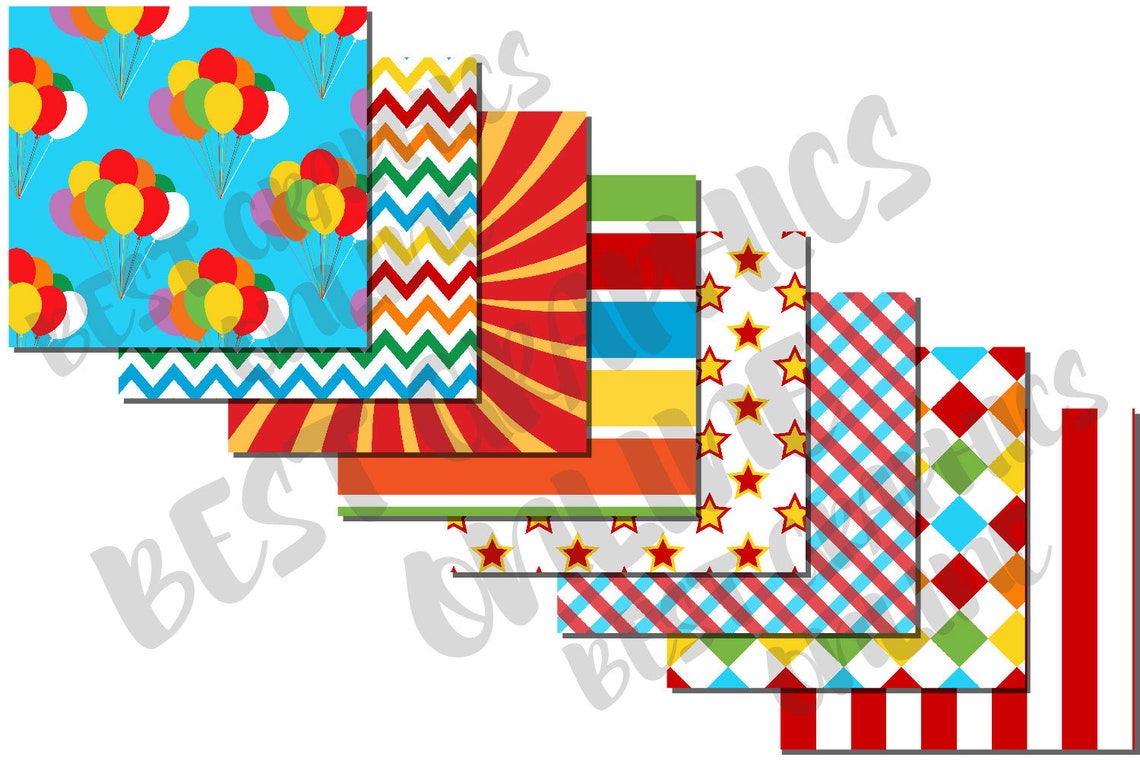 Circus Carnival Digital Papers, Red Blue Patterns (digital Download) - Etsy