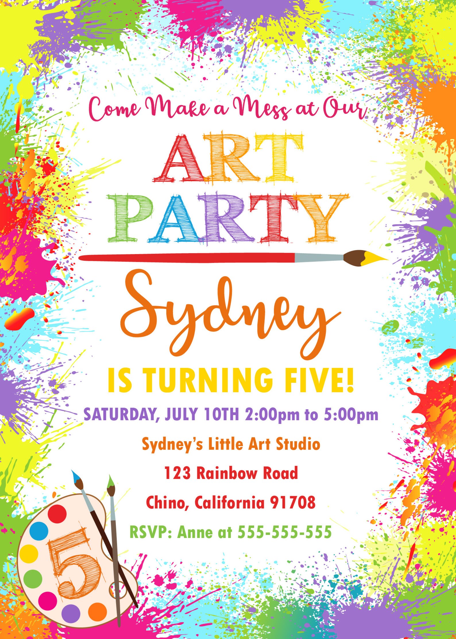 Art Birthday Party Invitation Art Party Invitation Party | Etsy