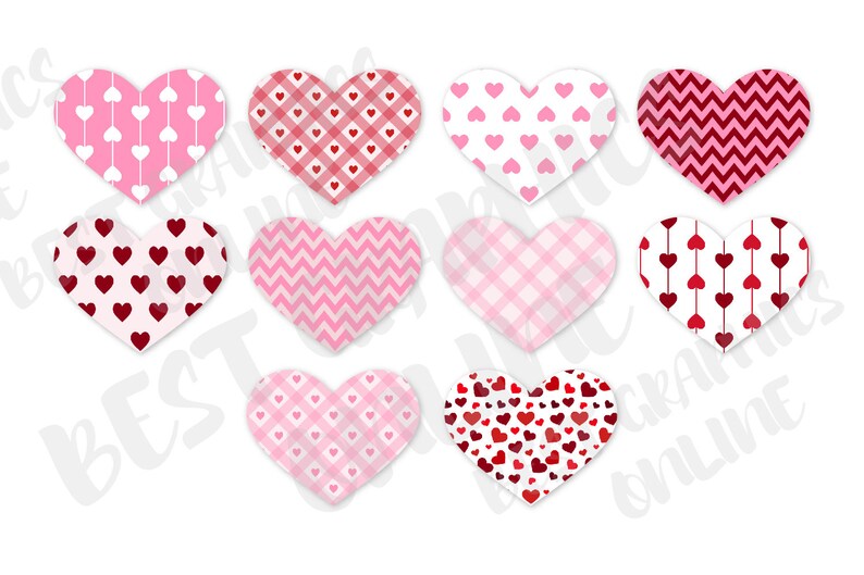 Valentine's Day Hearts Clipart Love Heart Clipart Set - Etsy