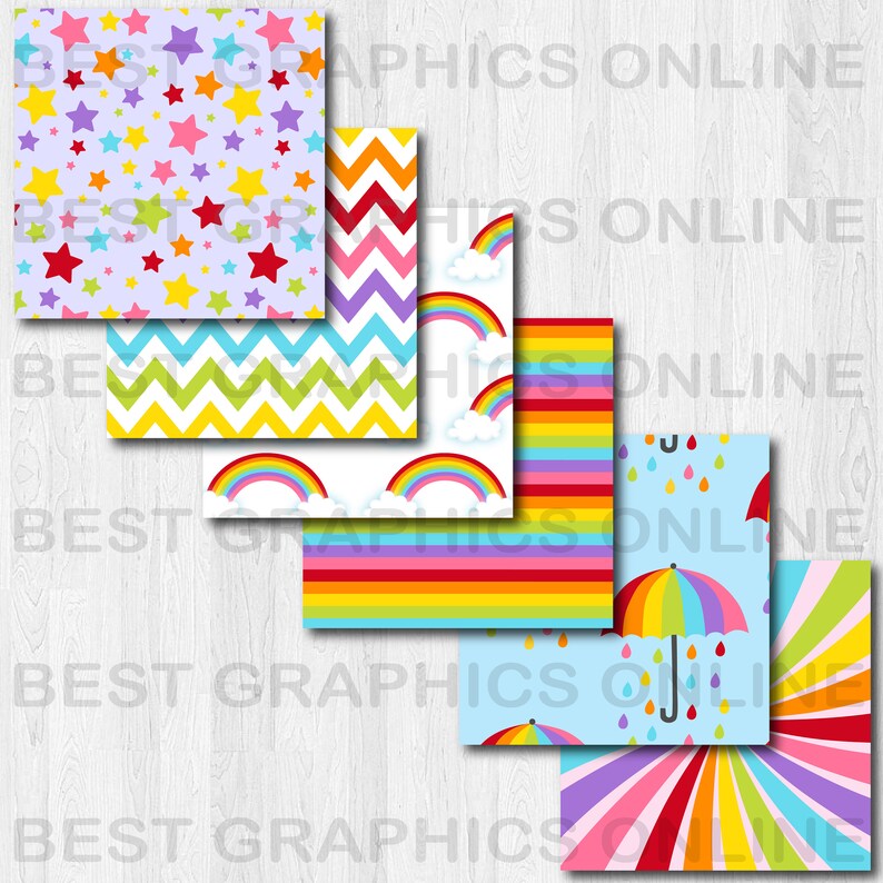 32 Rainbow Digital Paper Rainbow Star Digital Paper Rainbow - Etsy