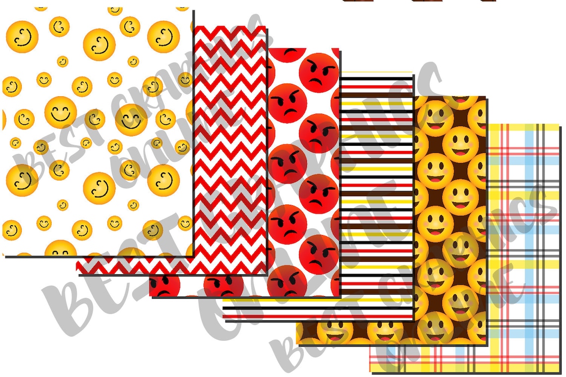 Emojis Digital Papers Emoji Emoticons Digital Paper Pack | Etsy
