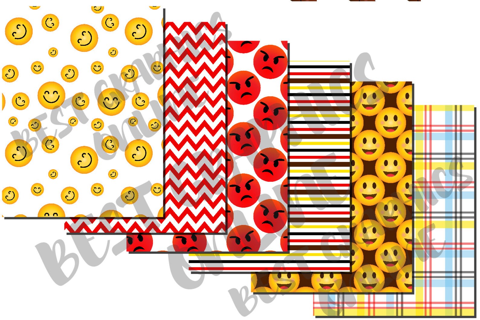 Emojis Digital Papers, Emoji Emoticons Digital Paper Pack, Emoticon ...