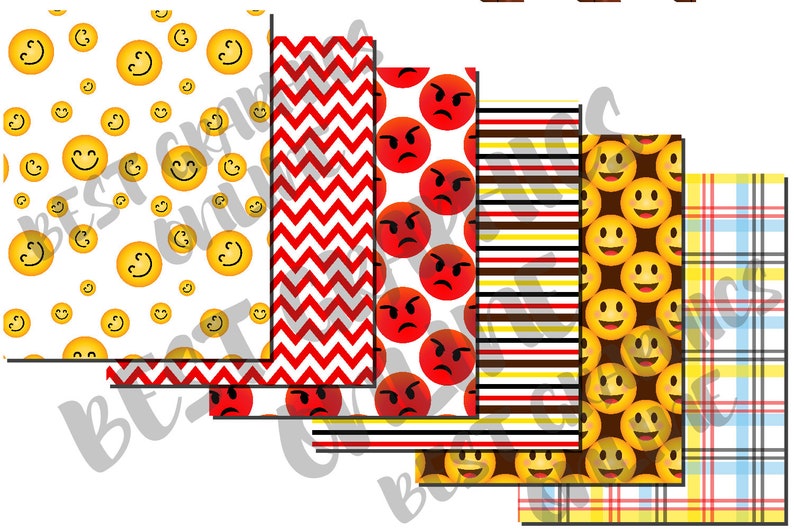Emojis Digital Papers, Emoji Emoticons Digital Paper Pack, Emoticon ...