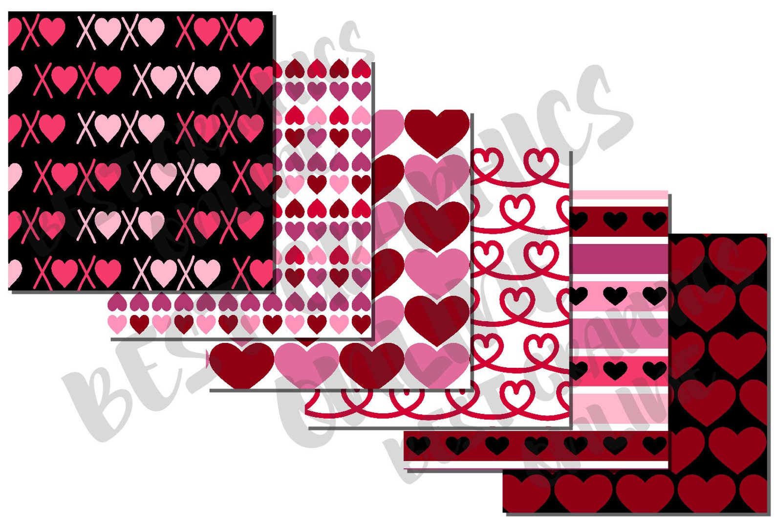Valentine's Day Digital Papers Love Digital Paper Pack - Etsy