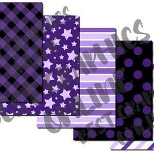 Purple and Black Digital Papers, Halloween Purple and Black Digital ...