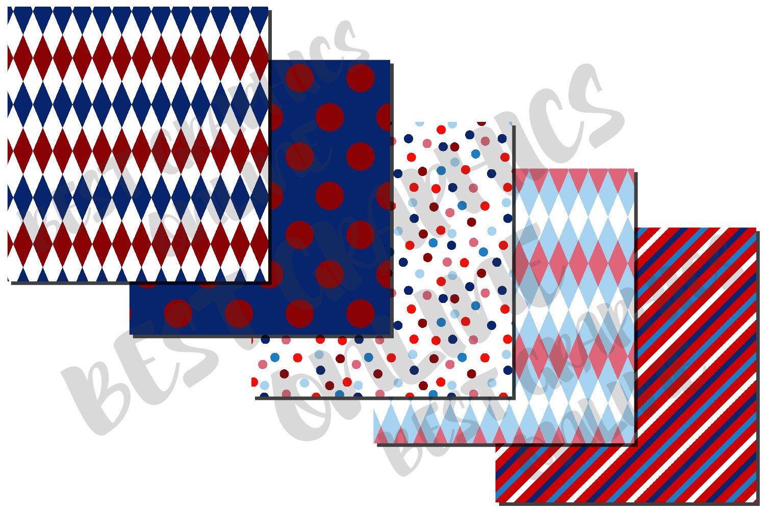 USA Patriotic Digital Papers July 4th Digital Papers - Etsy