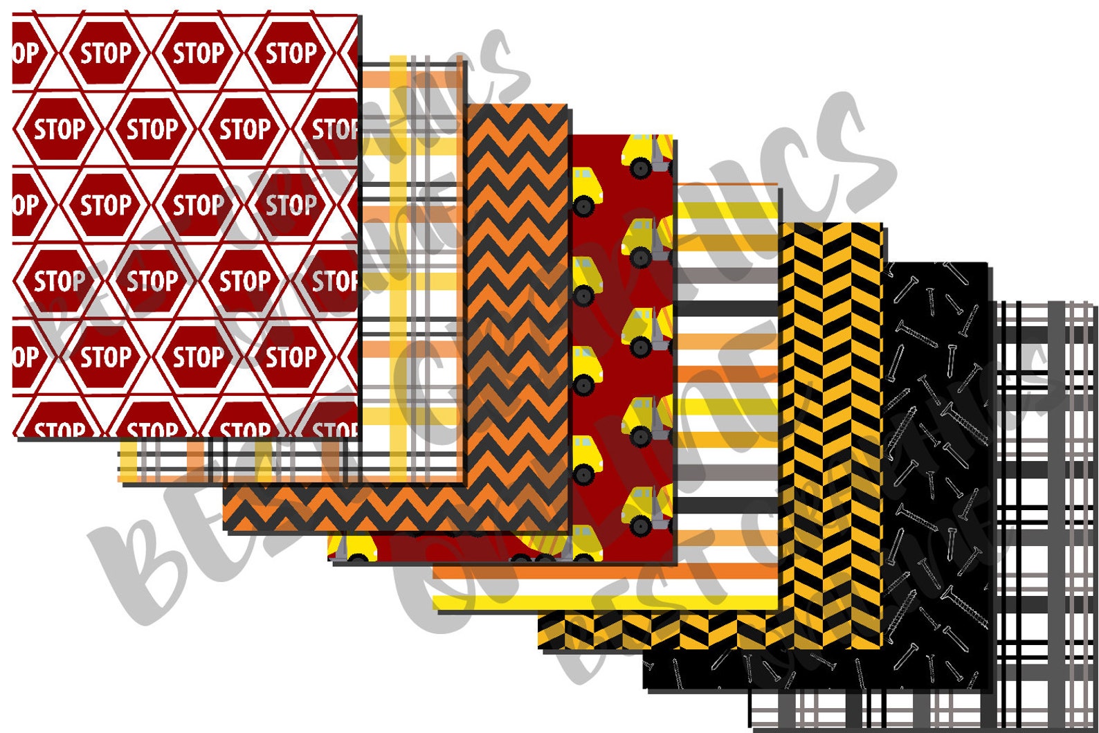 Construction Digital Paper Construction Digital Papers Set | Etsy