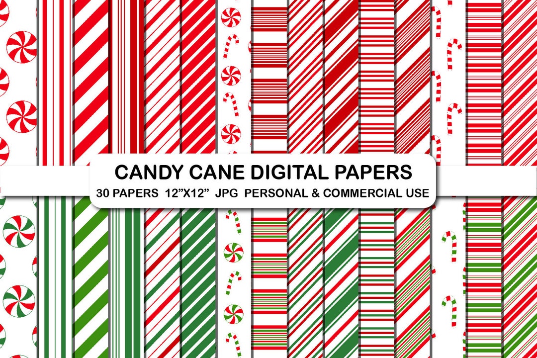 Christmas Candy Digital Papers, Christmas Pattern Background Papers ...