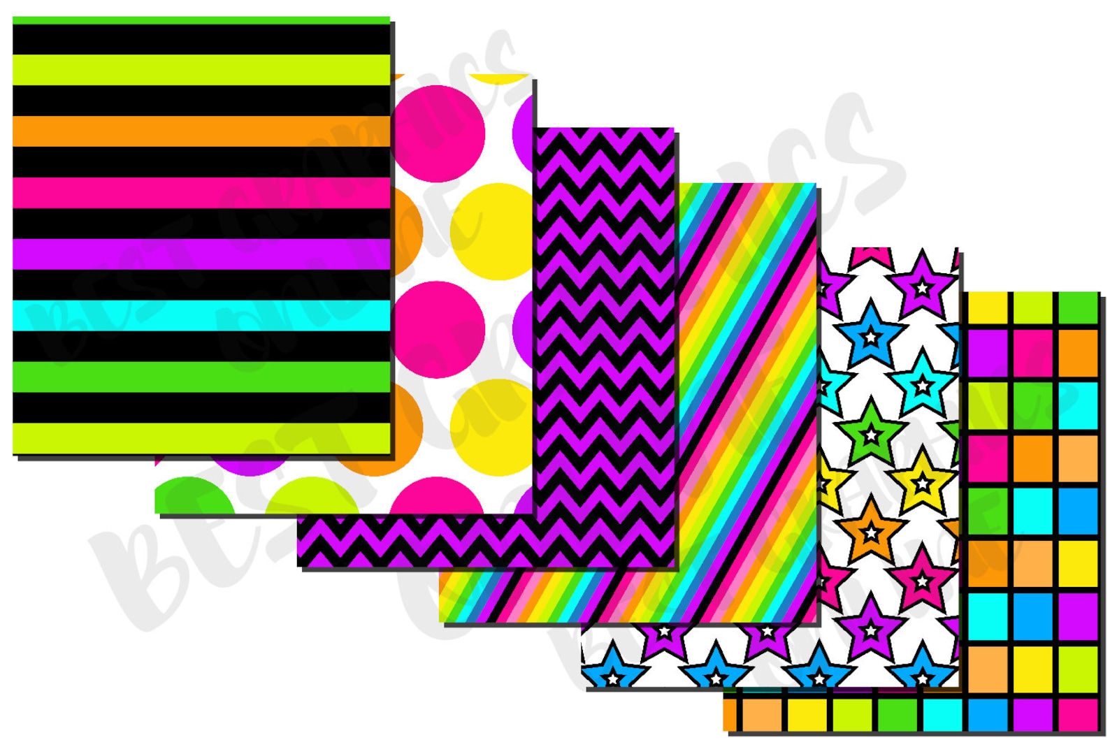 Neon Bright Digital Backgrounds Papers, Bright 90s Neon Digital Paper ...