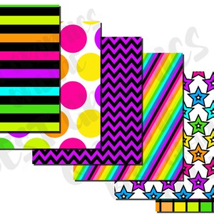 Neon Bright Digital Backgrounds Papers, Bright 90s Neon Digital Paper ...