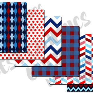 USA Patriotic Digital Papers , July 4th Digital Papers, Independence ...