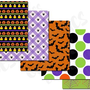 Halloween Digital Papers, Halloween Bats Spiders Digital Papers ...