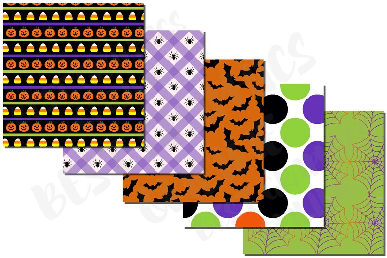 Halloween Digital Papers Halloween Bats Spiders Digital - Etsy