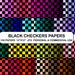 100 Black Checkers Printable Digital Papers, Checkers Pattern ...