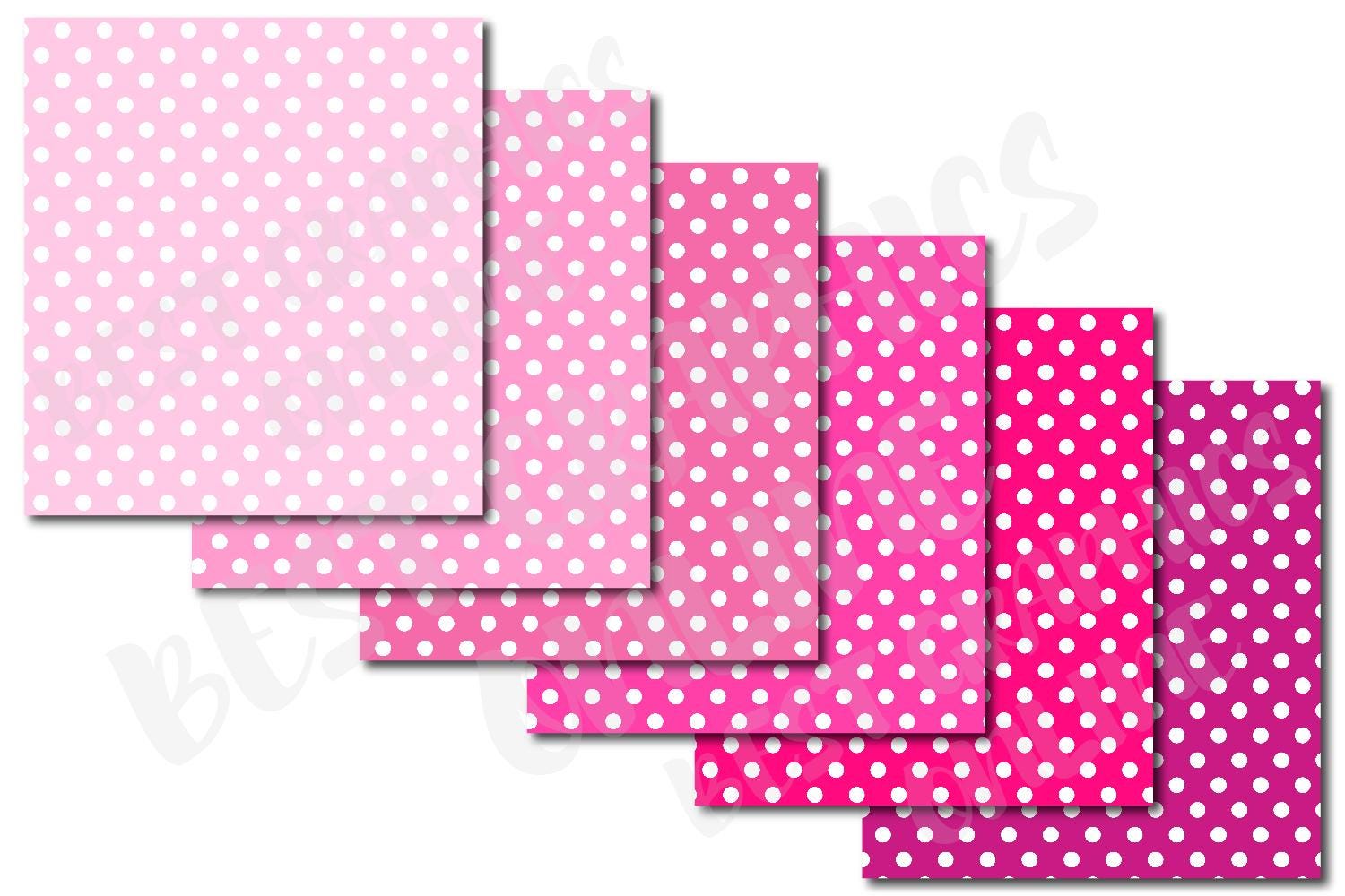 Pink Polka Dots Digital Papers Pack, 18 JPG Backgrounds (12"x12") - Etsy