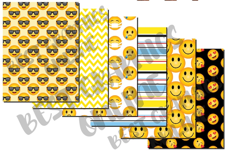 Emoji Digital Papers, Emoticon Scrapbook Paper Pack (digital Download ...