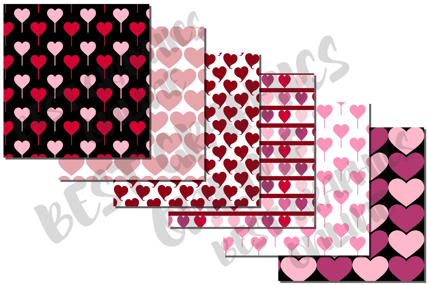 Valentine's Day Digital Papers Love Digital Paper Pack - Etsy