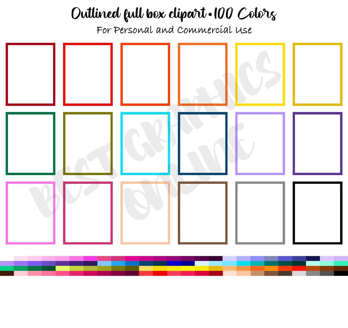 100 Outlined Blank Full Box Clipart, Border Full Box Clipart, Happy ...