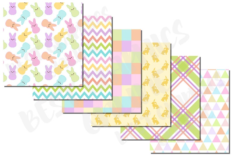 Easter Digital Paper Set, Bunny, Chevron, Eggs (digital Download) - Etsy
