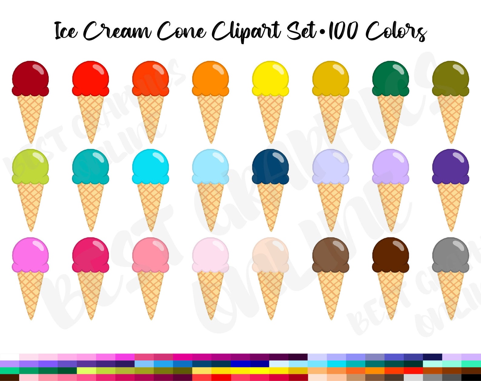 Ice Cream Cone PNG Clipart, Summer Ice Cream Clip Art Set Png, Ice ...