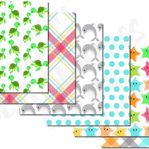 Under the Sea Backgrounds, Sea Animals Digital Papers Pack, Shark Whale ...