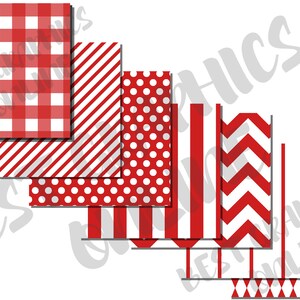 Red Digital Papers, Stripes Scrapbook Papers, Love Red Valentine ...