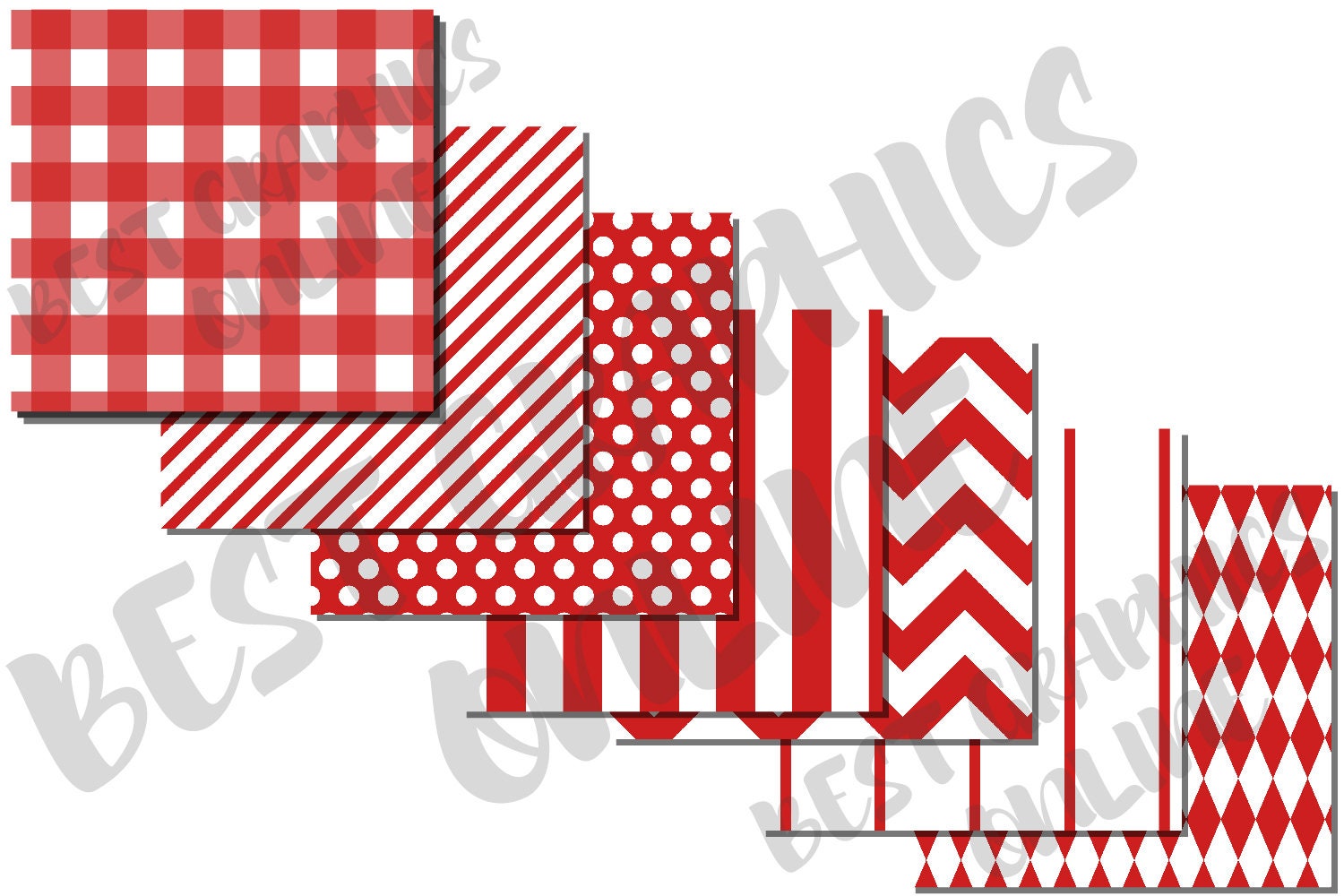 Red Digital Papers Stripes Scrapbook Papers Love Red | Etsy