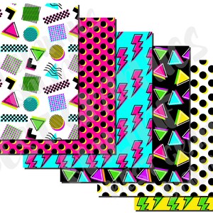 I Love the 80s Digital Papers, 80's Digital Scrapbook Papers, 80s ...