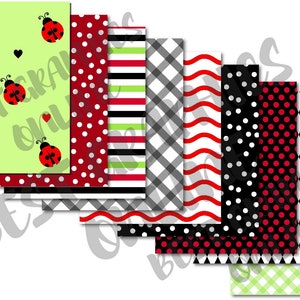 Ladybug Digital Background Papers, Little Lady Bug Red and Black ...