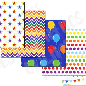 Birthday Party Celebration Digital Background Papers, Birthday Balloon ...