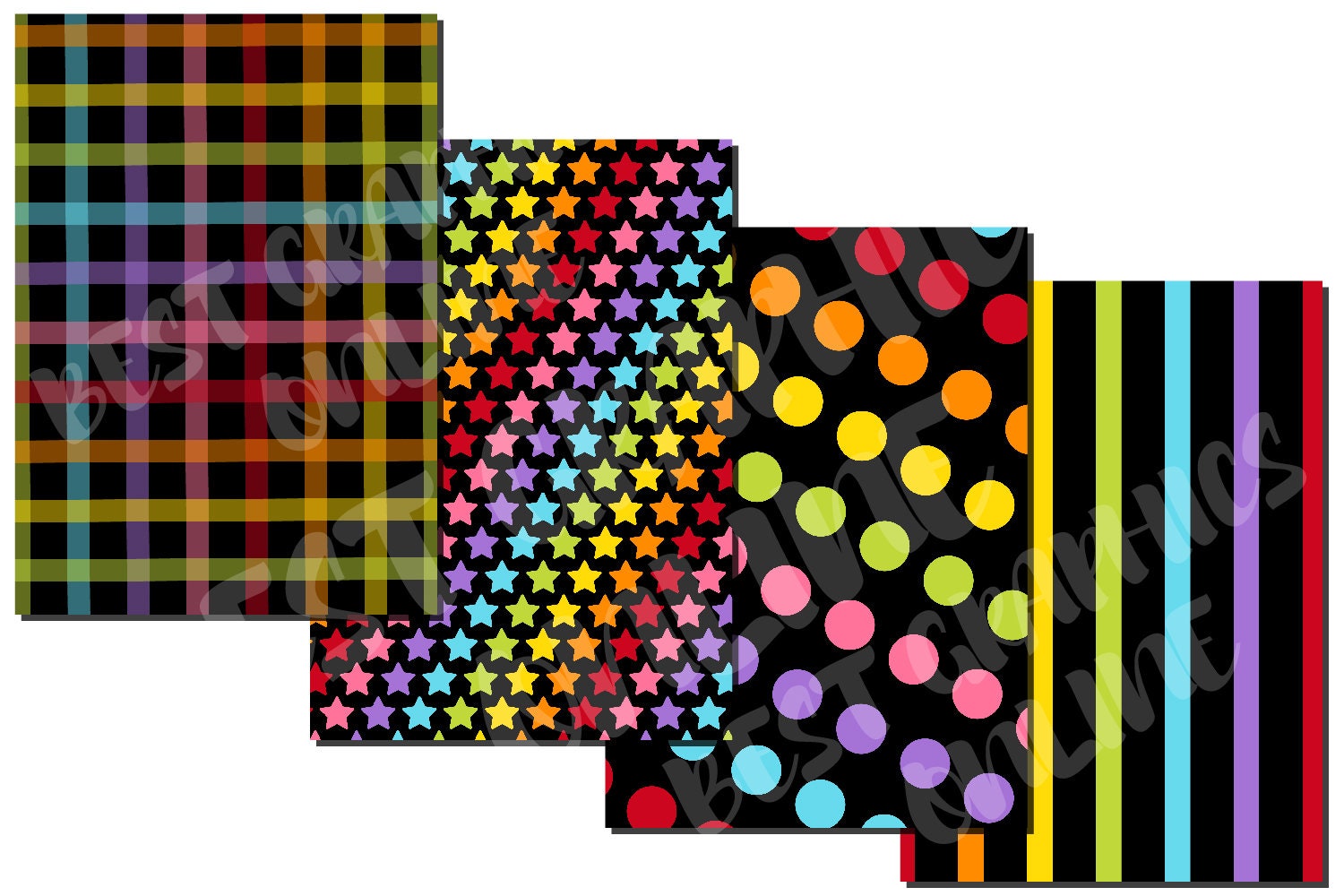 Black Rainbow Digital Paper Rainbow Star Background Pattern - Etsy