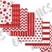 Red Digital Papers, Stripes Scrapbook Papers, Love Red Valentine ...