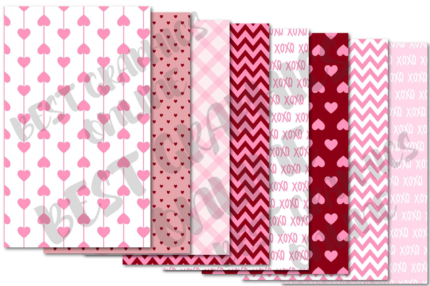 Valentine's Day Digital Papers Love Digital Paper Pack | Etsy
