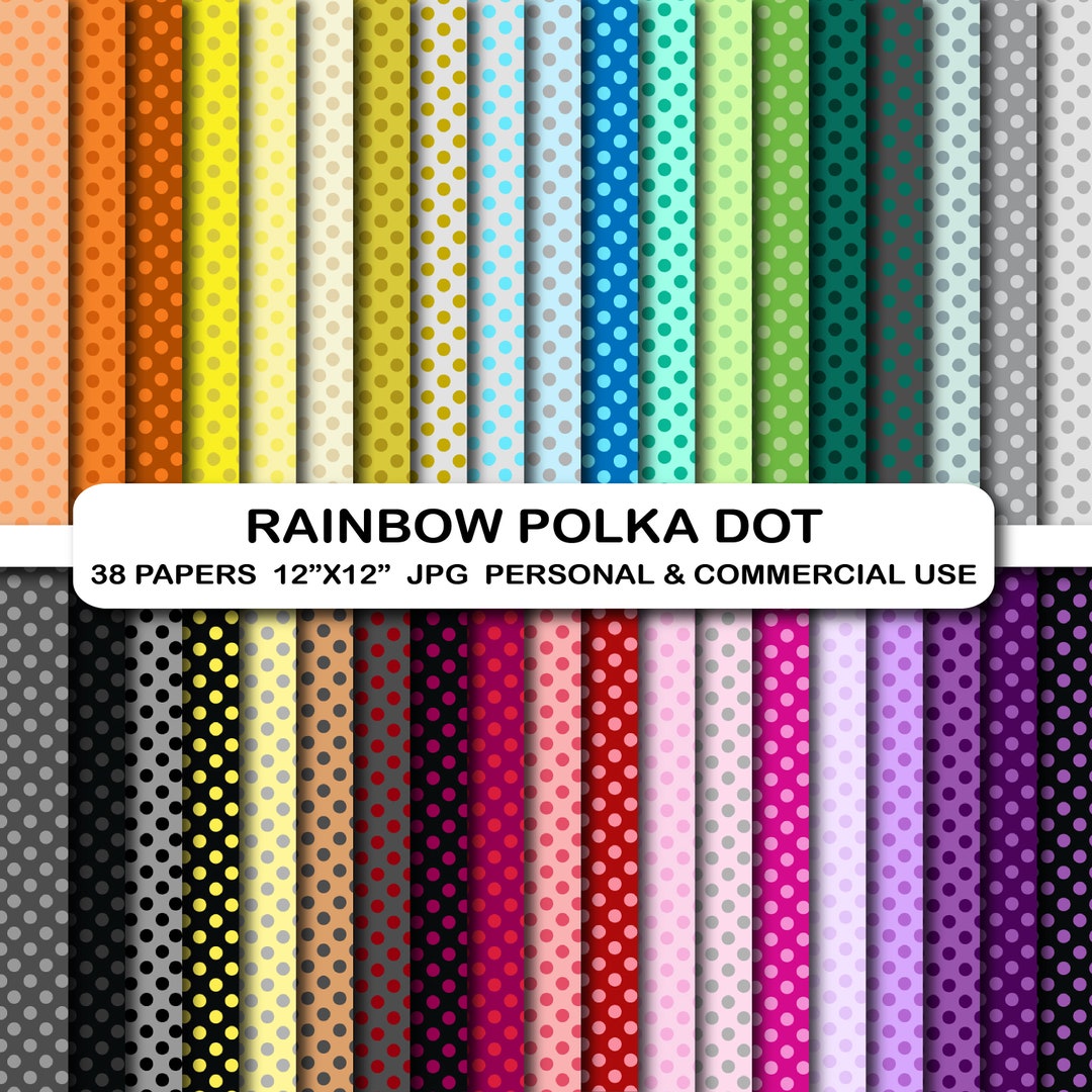 Rainbow Polka Dot Digital Paper Pack, Polka Dot Digital Paper, Polka ...