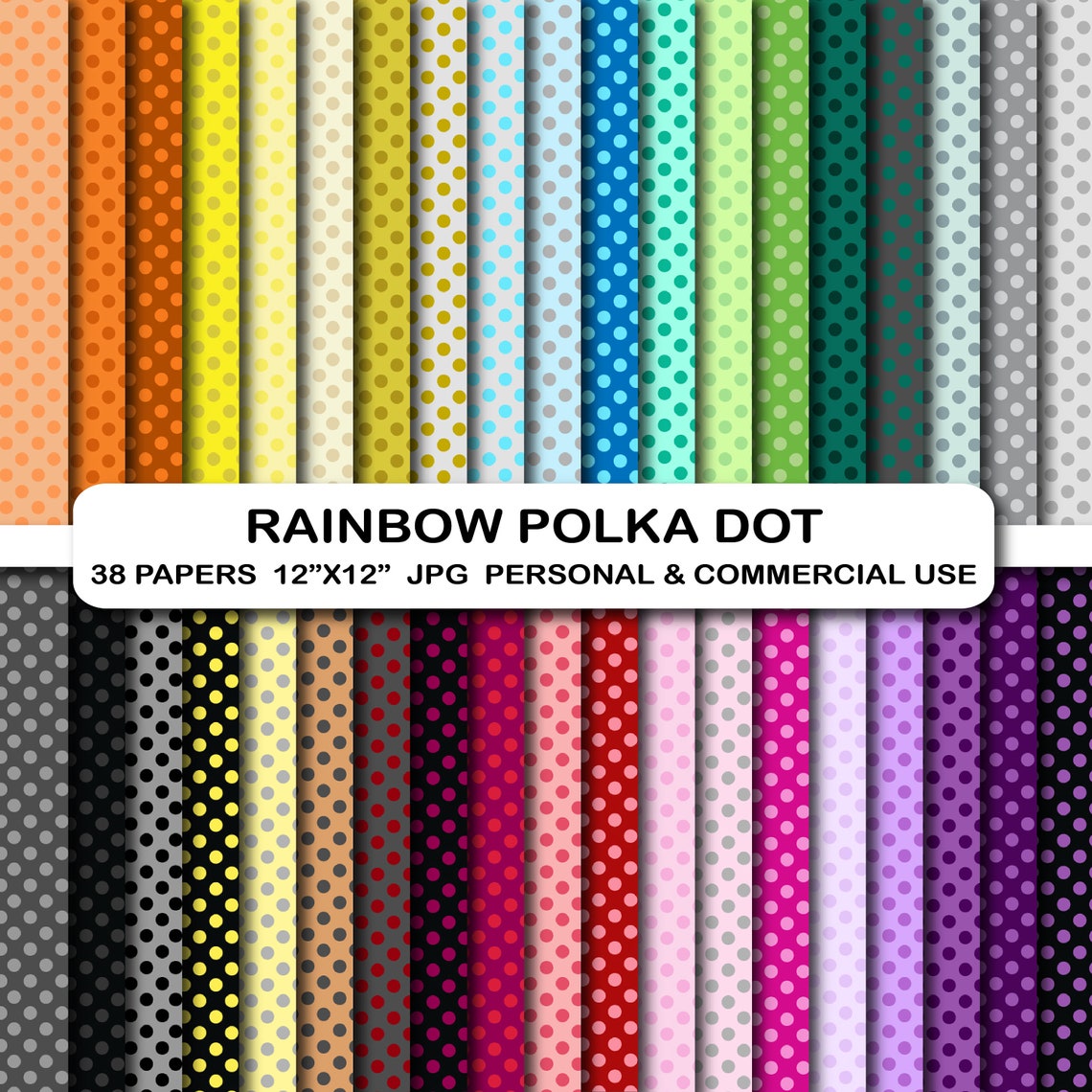 Rainbow Polka Dot Digital Paper Pack Polka Dot Digital Paper | Etsy
