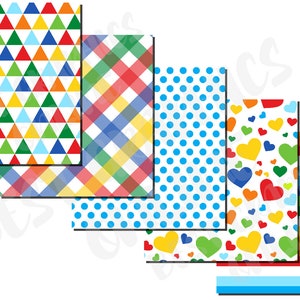Bright Colors Digital Papers Pack, Primary Colors Background Paper ...