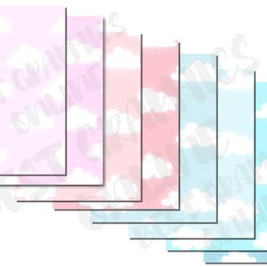 Clouds Digital Paper, Sunny Sky Digital Papers Set, Cloud Sky Pattern ...