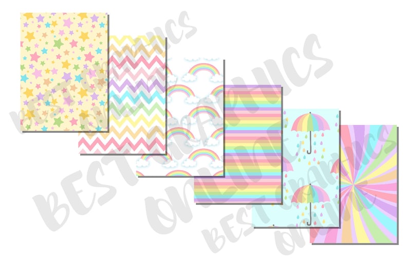 32 Rainbow Digital Paper Rainbow Star Digital Paper Rainbow | Etsy