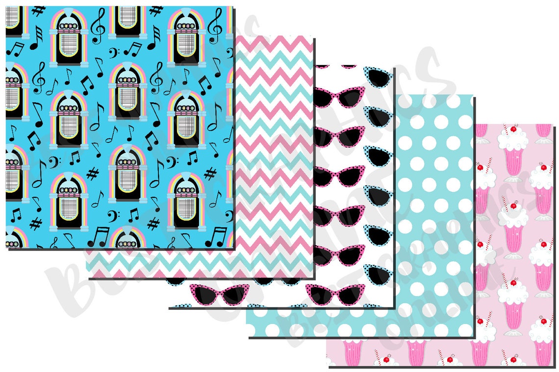 50's Pattern Scrapbook Digital Papers 50s Digital Papers - Etsy