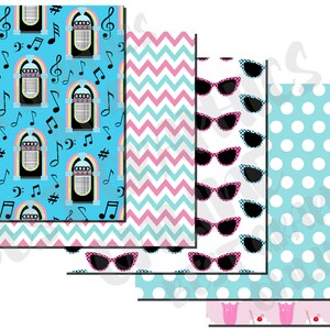 50's Pattern Scrapbook Digital Papers, 50s Digital Papers, Vintage 50s ...